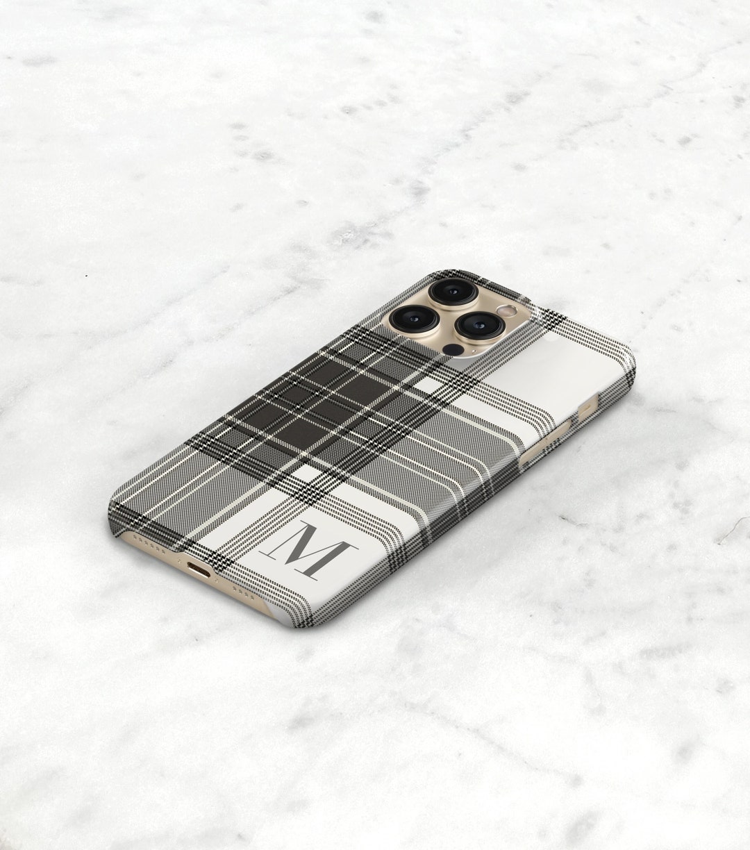 Winter White Plaid iPhone Case - Personalized Monogram 14 Pro Max 14 ...