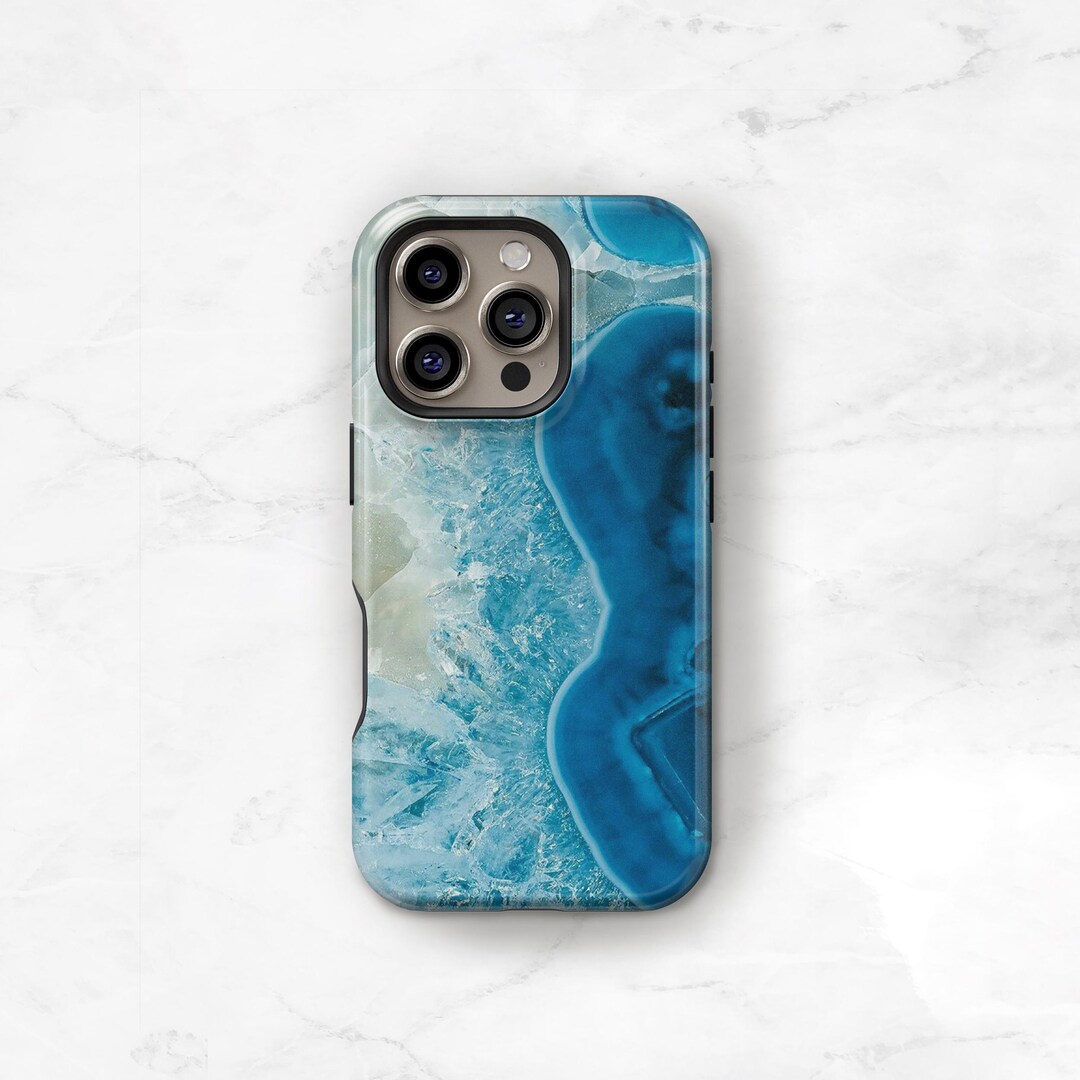 Blue Agate Phone Case for iPhone 16 15 14 13 & Samsung Galaxy S25 S24 ...