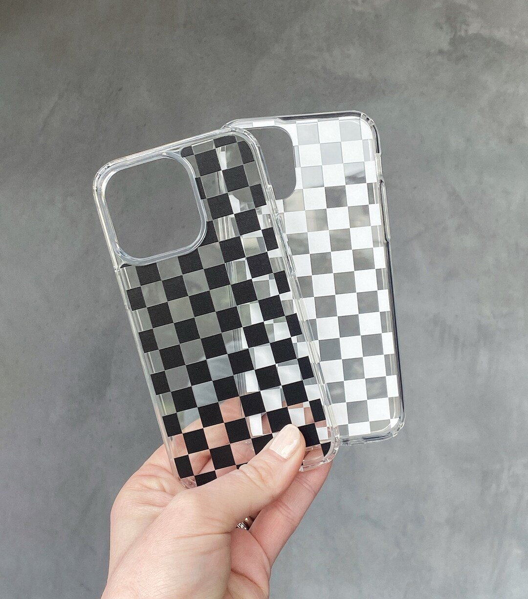 Checkerboard Clear Phone Case Checkers iPhone 16 15 13 14 Pro Max, 12 ...