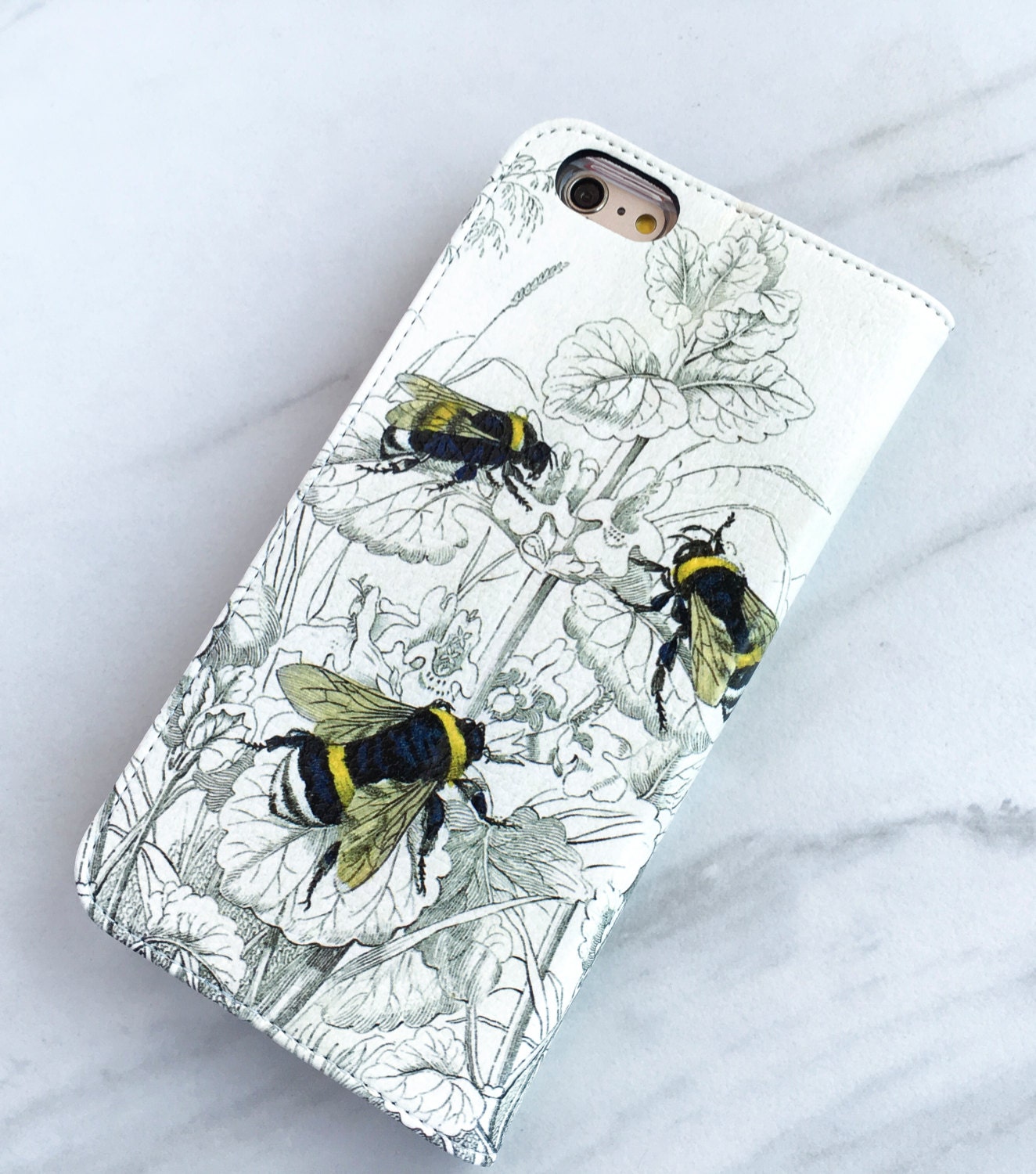 Bee Botanical Wallet Phone Case, Bumblebees iPhone 13 12 11 16 8, 14 ...
