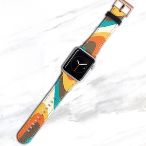 Retro Apple Watch Band 41mm 45mm 42mm 44mm 49mm Groovy Vegan Leather ...