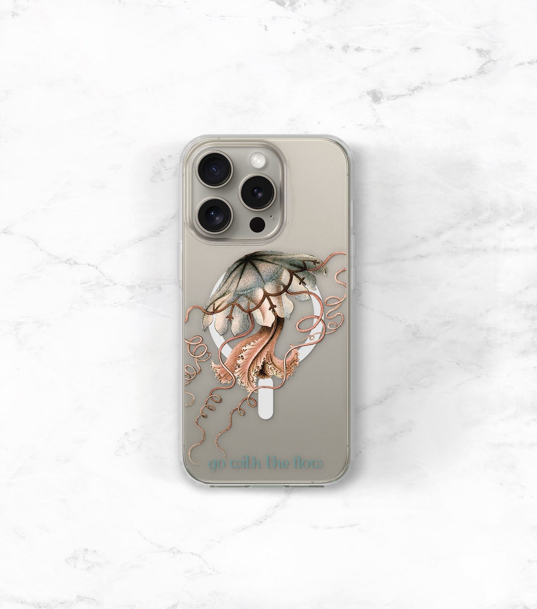 Beachy Clear Phone Case With Jellyfish Illustration | iPhone or Samsung ...