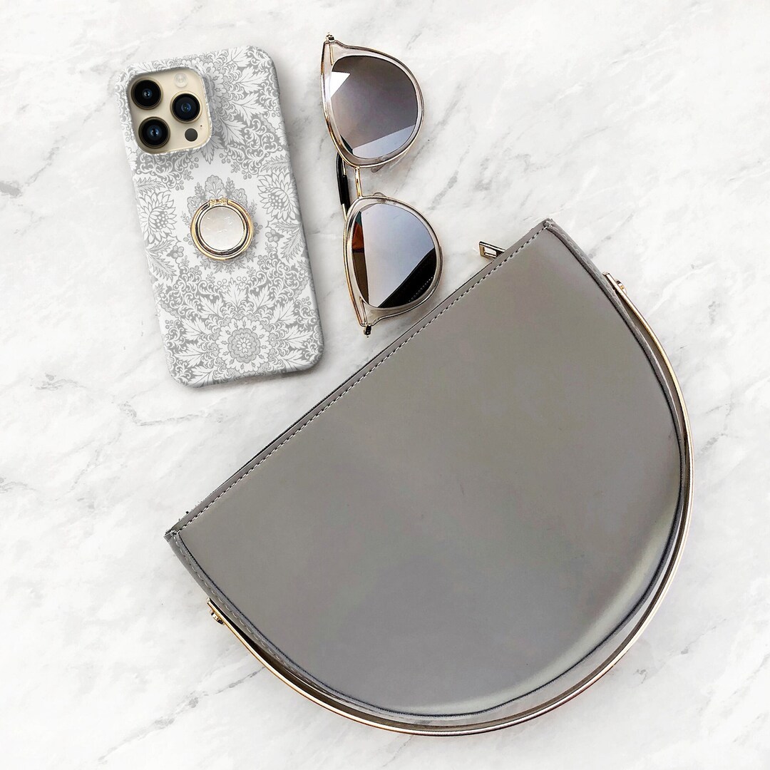 Gold Ring Phone Grip With Urban Boho Gray Case for iPhone / Samsung ...