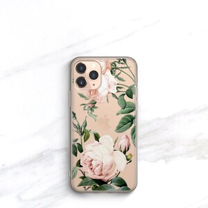 Floral Clear Case and Phone Ring Holder Stand Coquette Rose Pattern ...