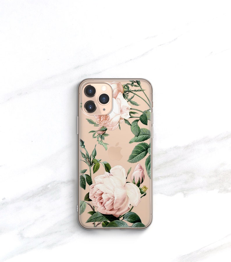 Floral Clear Case and Phone Ring Holder Stand Coquette Rose Pattern ...
