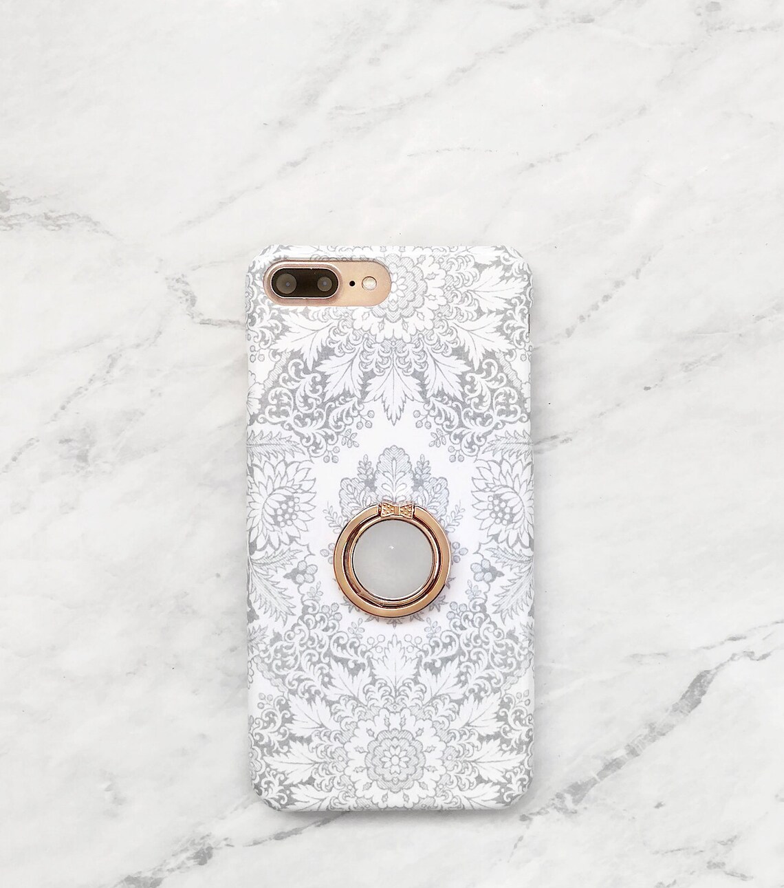 Gold Ring Phone Grip With Urban Boho Gray Case for iPhone / Samsung ...