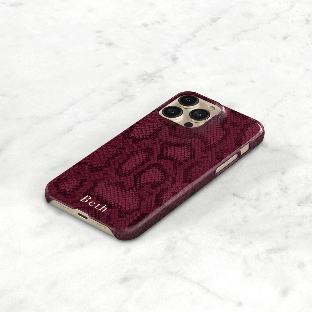 Burgundy Phone Case Snakeskin Print Personalized Fall iPhone 16 Pro Max ...
