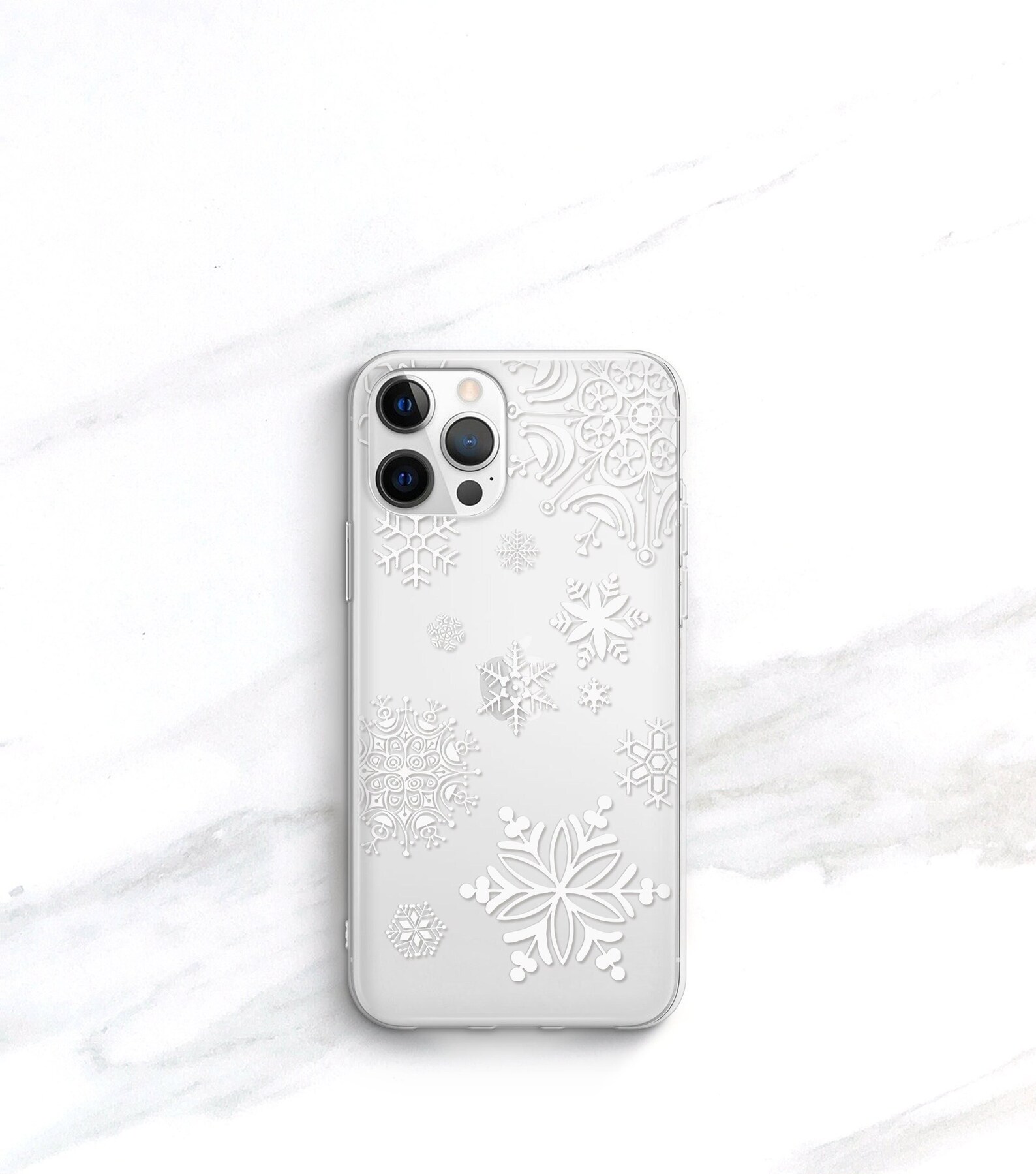 White Snowflakes Iphone Case Clear Iphone 14 13 Pro Max 11 - Etsy