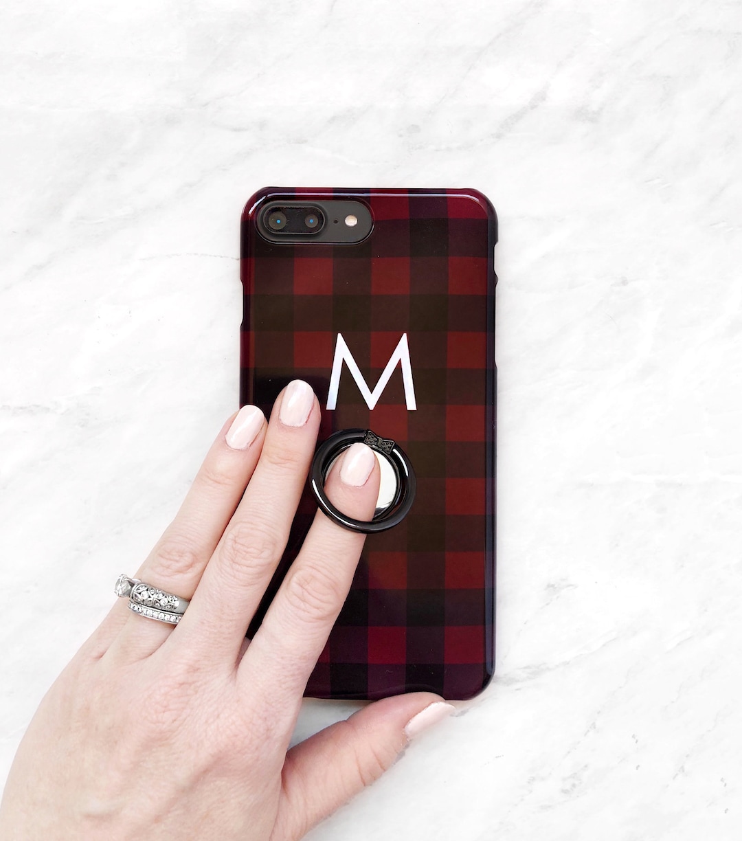 Personalized Buffalo Plaid Phone Case Ring Grip Case With Stand iPhone ...
