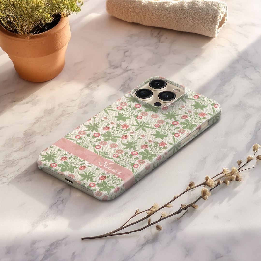 Custom Country Floral Phone Case in Pink & Green | Cottagecore Flowers ...