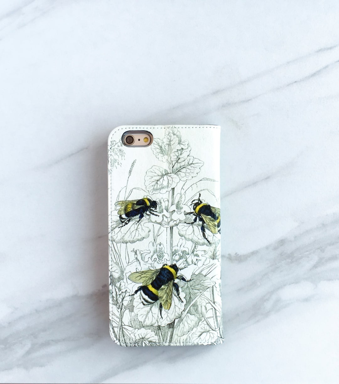 Bee Botanical Wallet Phone Case, Bumblebees iPhone 13 12 11 16 8, 14 ...