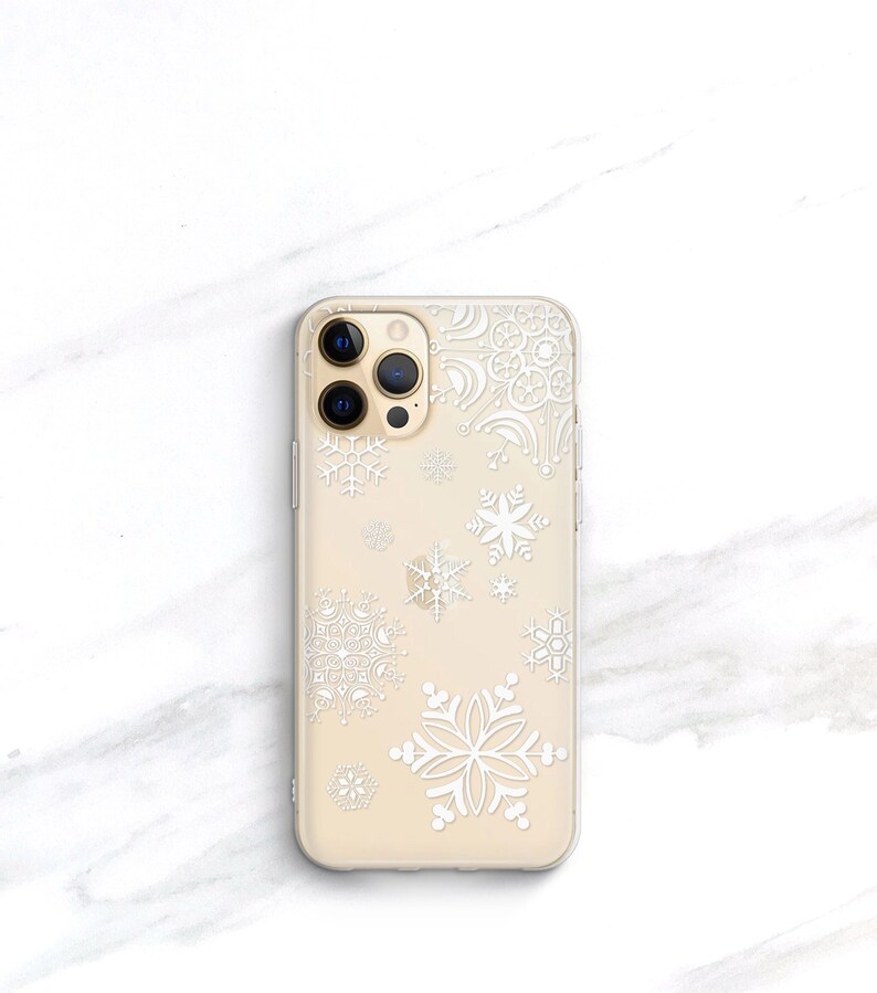 White Snowflakes Iphone Case Clear Iphone 14 13 Pro Max 11 - Etsy
