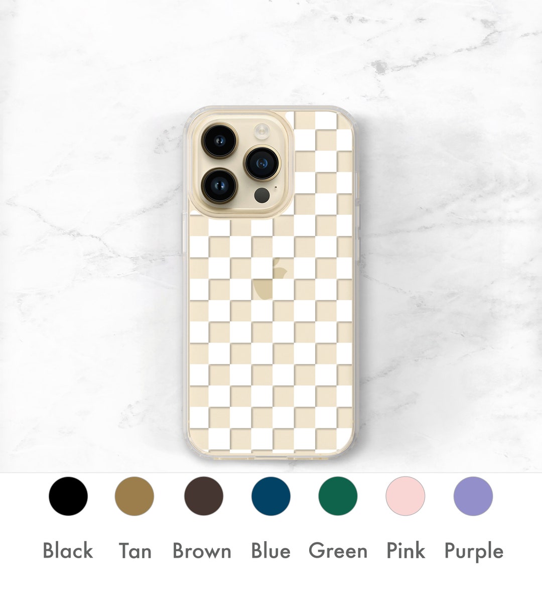 White Check Clear Phone Case Checkerboard iPhone 16 Pro Max 15 14 13 12 ...