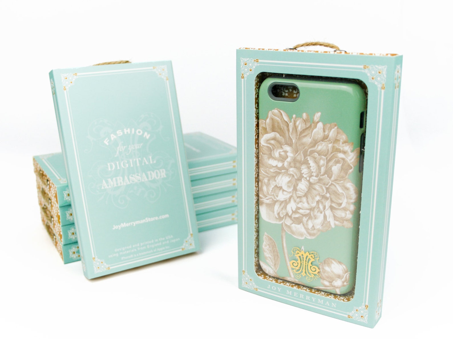 Mint Green and Golden Peony Personalized Phone Case Floral | Etsy