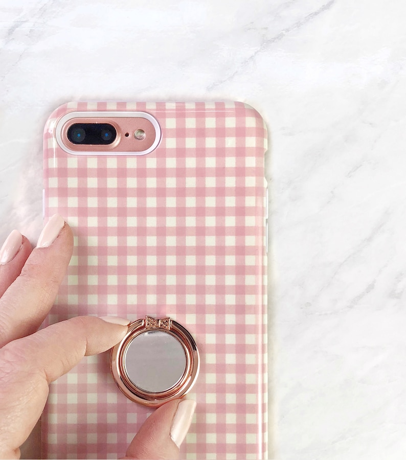 Pink Gingham Case and Bow Ring Phone Grip Spring Iphone Case | Etsy