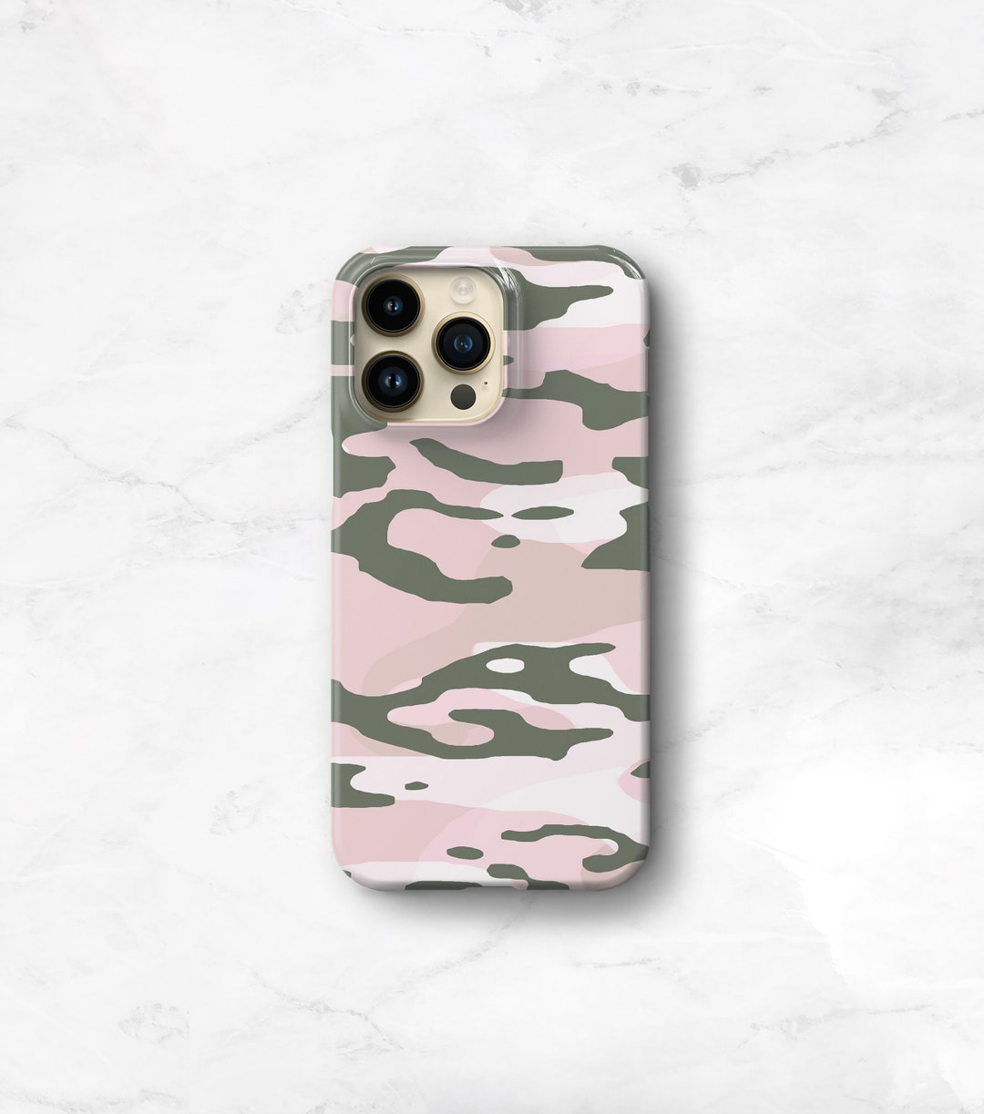 Pink and Army Green Camo Case iPhone 14 Pro Max, 13 Mini, 12, 17, 16e ...
