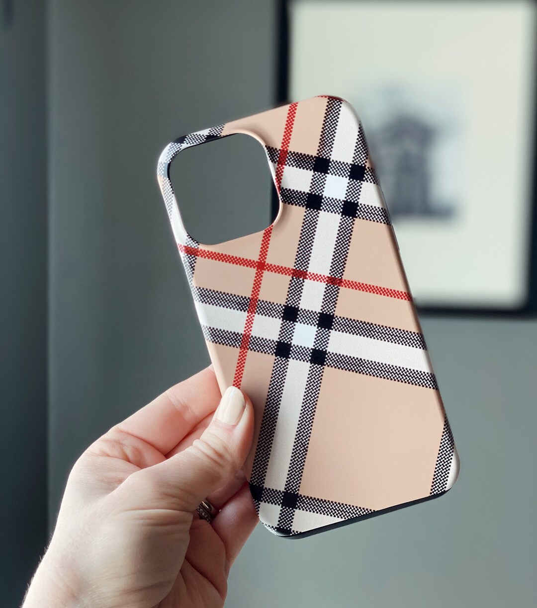 Camel Plaid iPhone Case Large Initial iPhone 14 Pro Max Case 13 Mini 12 ...