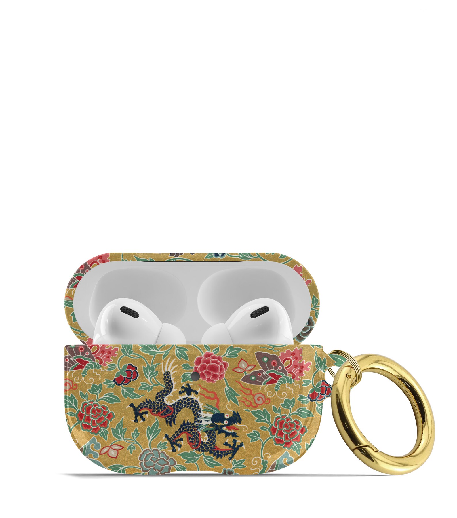 Dragon AirPod Case Asian Print Airpods Pro Hard Cover Gold Keychain AP ...
