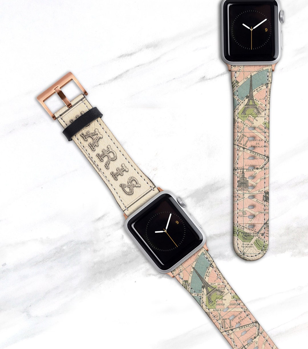 Vintage Paris Map Band for Apple Watch 41mm 45mm 40mm 38mm 42mm 44mm ...