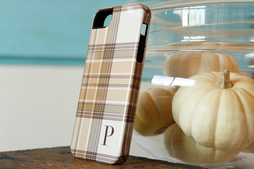 Tan Plaid Case for iPhone 14 Pro Case Monogrammed iPhone 16e ...