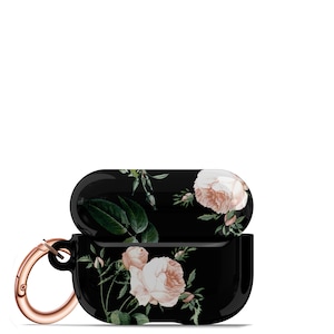 Rose Pattern on Black AirPod Case Monogrammed Airpods Pro Hard Case ...