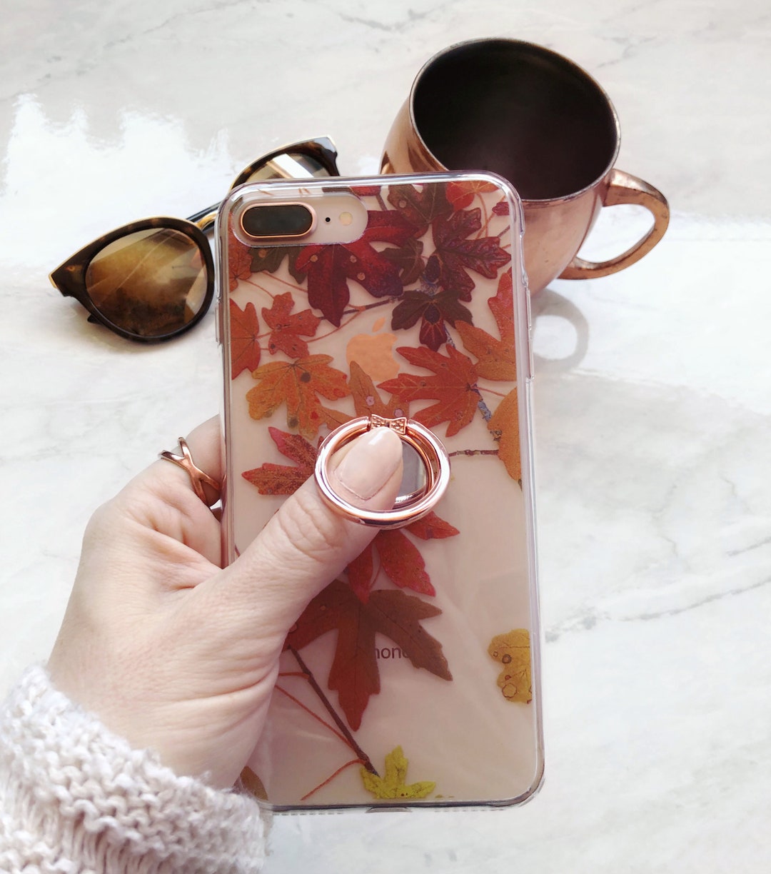 Fall Leaves Phone Case Ring Grip Stand Holder for iPhone or Samsung ...