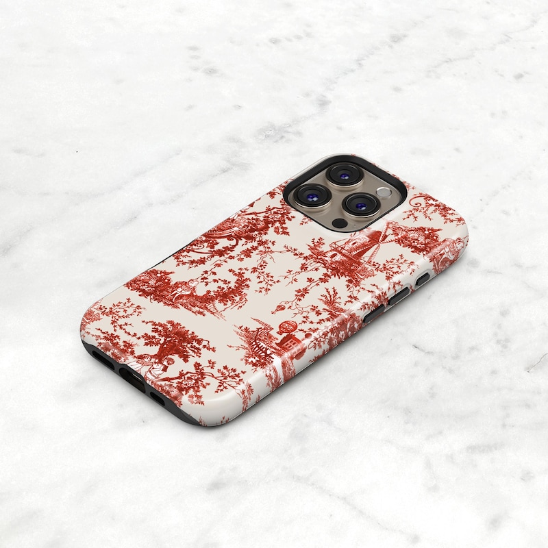 Red French Toile iPhone Case - Etsy