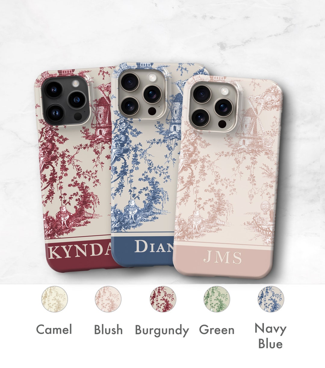 Custom Name Phone Case Toile iPhone 16 15 Pro Max Magsafe 14 Plus 17 12 ...