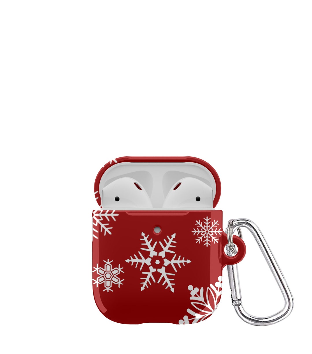 Snowflakes Red AirPod Case Winter Print Airpods Pro Hard Cover Keychain ...