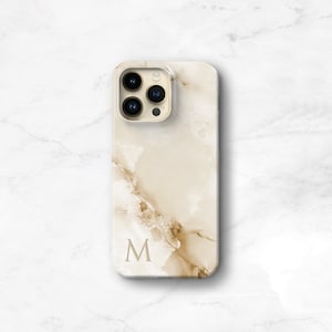 Monogram Phone Case Neutral Beige Marble iPhone 16 Pro Max Case 14 Plus ...