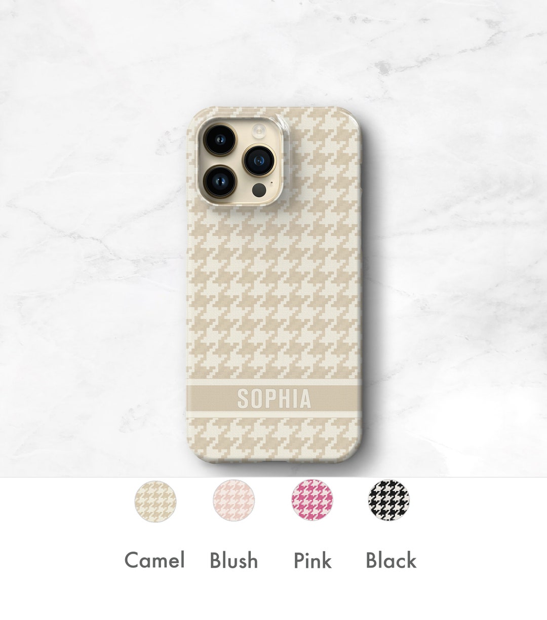 Custom Name Phone Case Houndstooth Winter Personalized iPhone 15 14 Pro ...