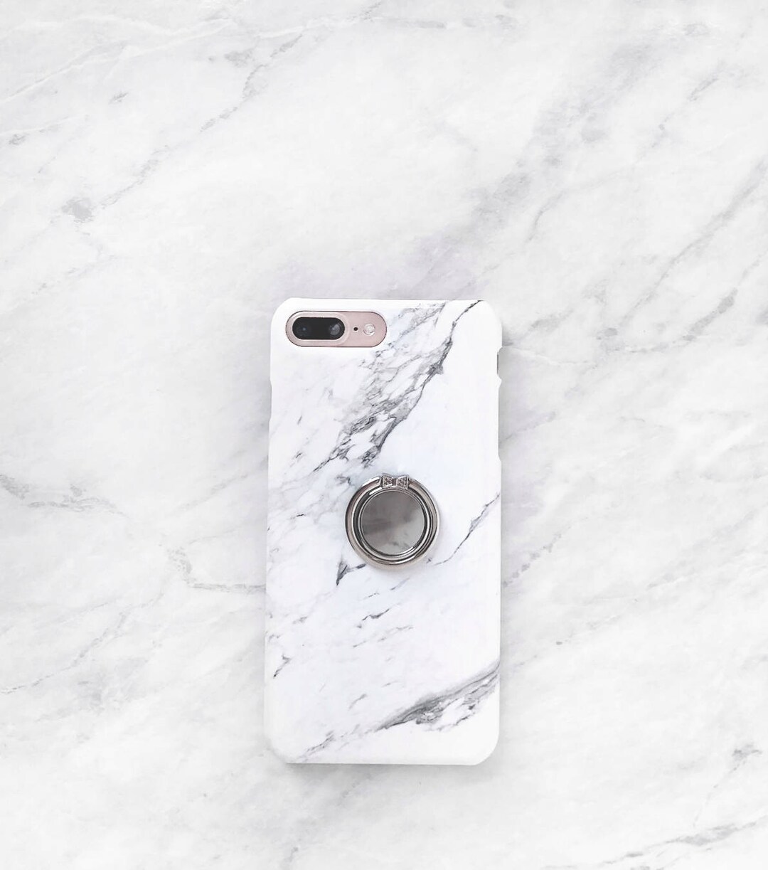 Ring Phone Holder - White Marble Case Set, iPhone and Samsung Galaxy ...