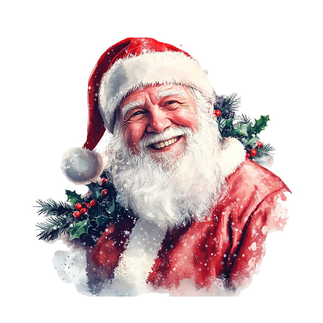 Watercolor Portrait of Santa Claus, High Quality Portrait, Christmas ...