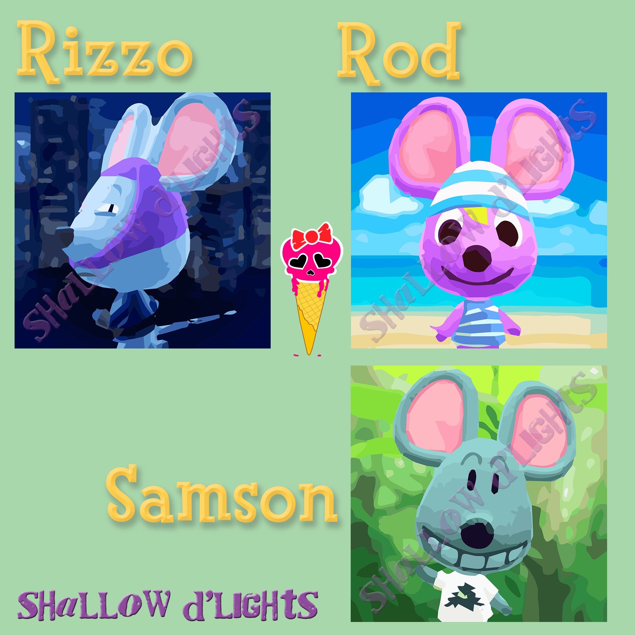 Animal Crossing Mouse Villager Digital Painting Artwork | Etsy