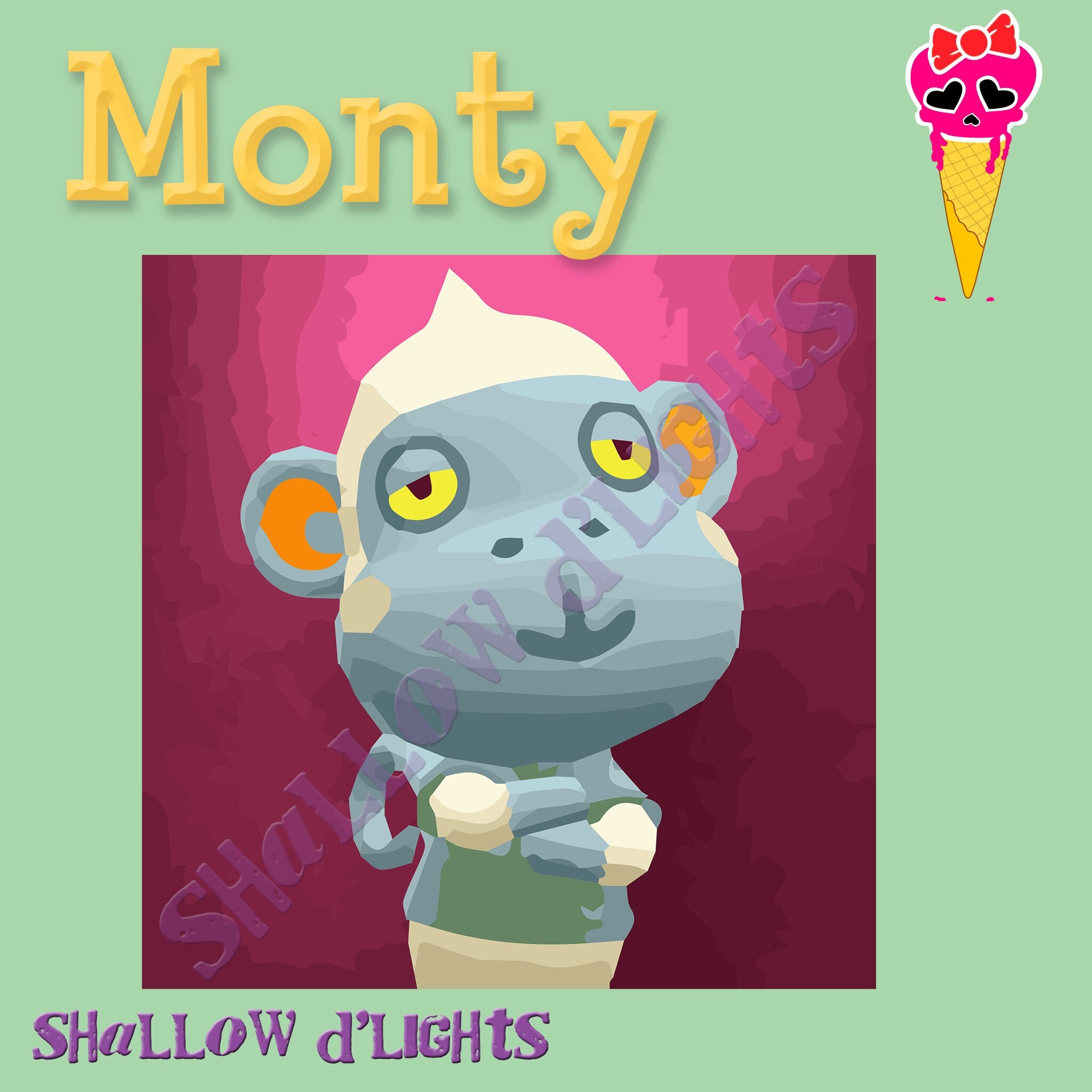 Animal Crossing Monkey Villager Digital Painting Artwork | Etsy