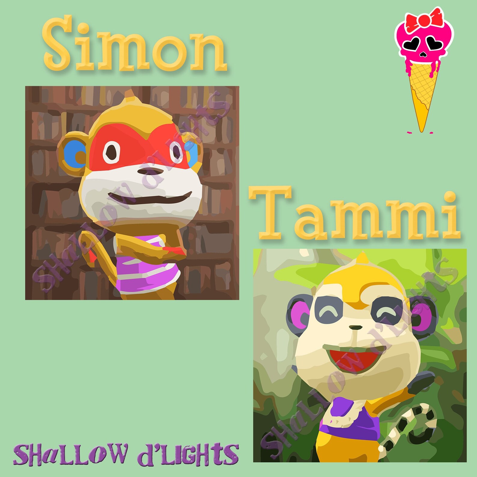 Animal Crossing Monkey Villager Digital Painting Artwork | Etsy