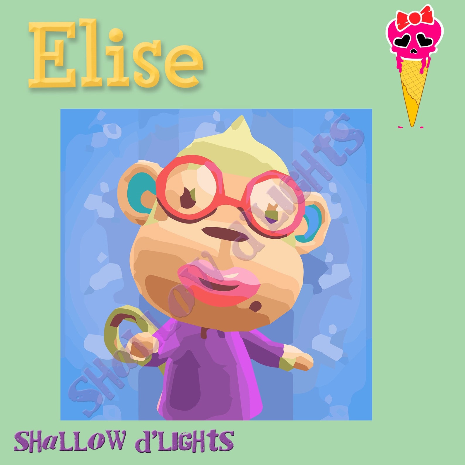 Animal Crossing Monkey Villager Digital Painting Artwork | Etsy