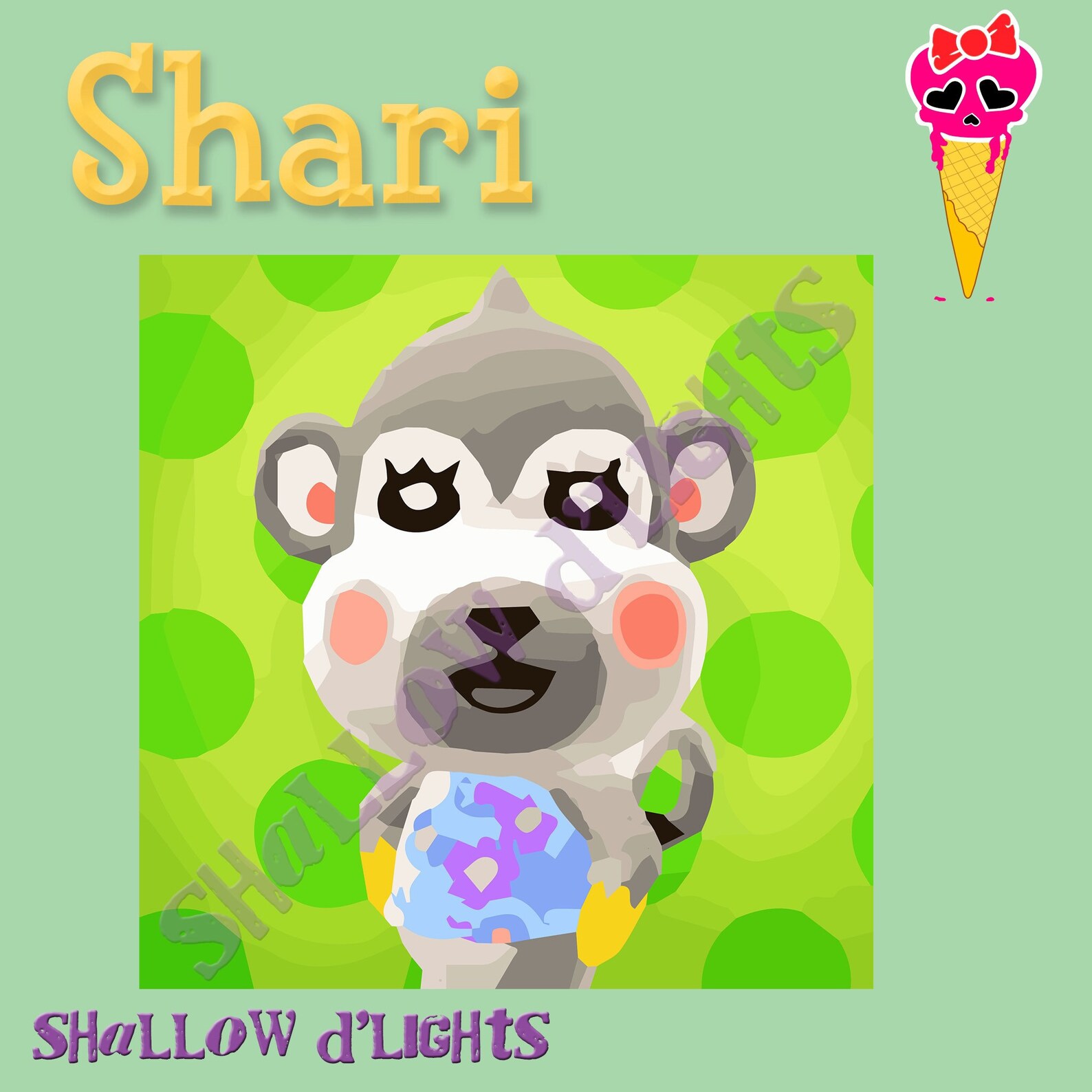 Animal Crossing Monkey Villager Digital Painting Artwork | Etsy