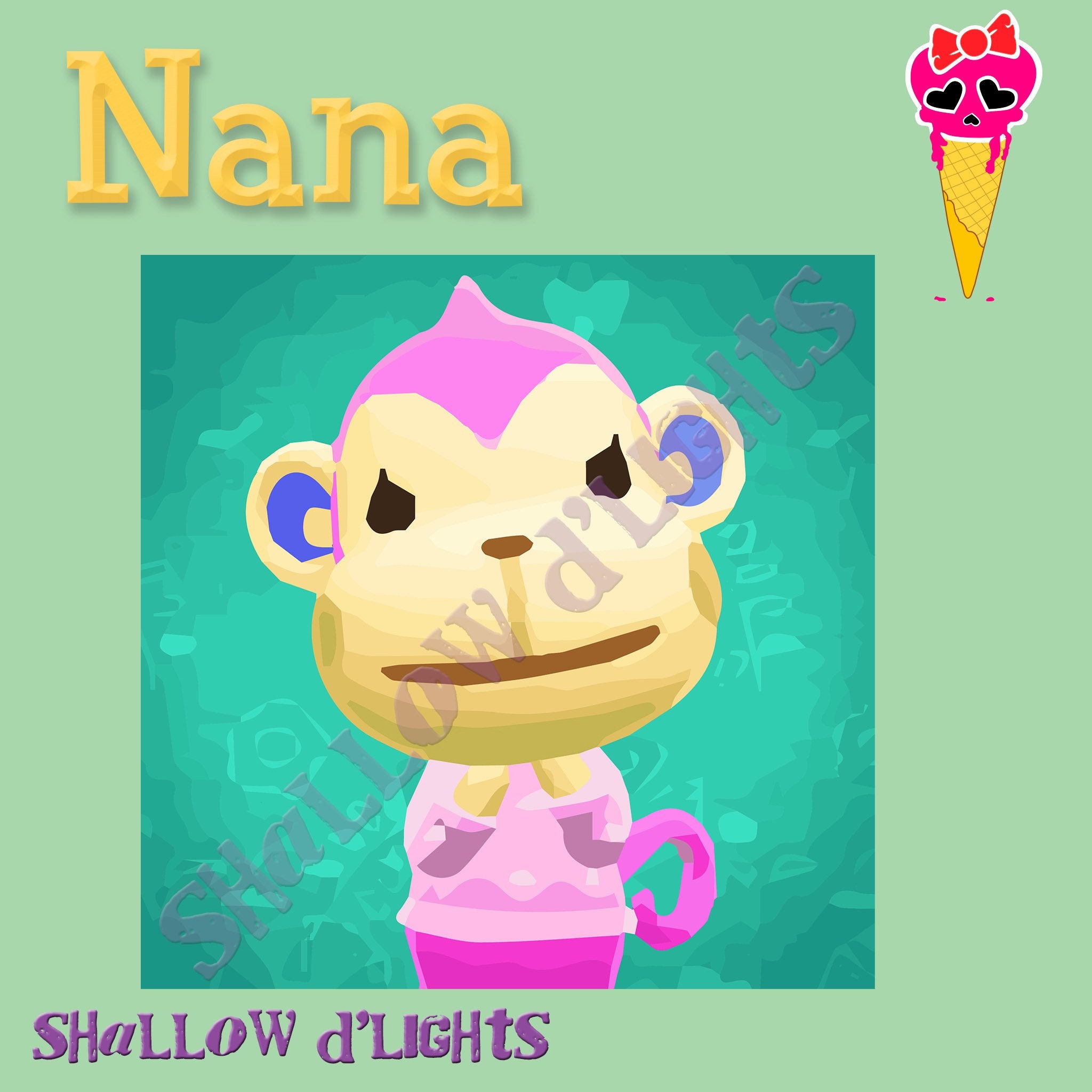 Animal Crossing Monkey Villager Digital Painting Artwork | Etsy