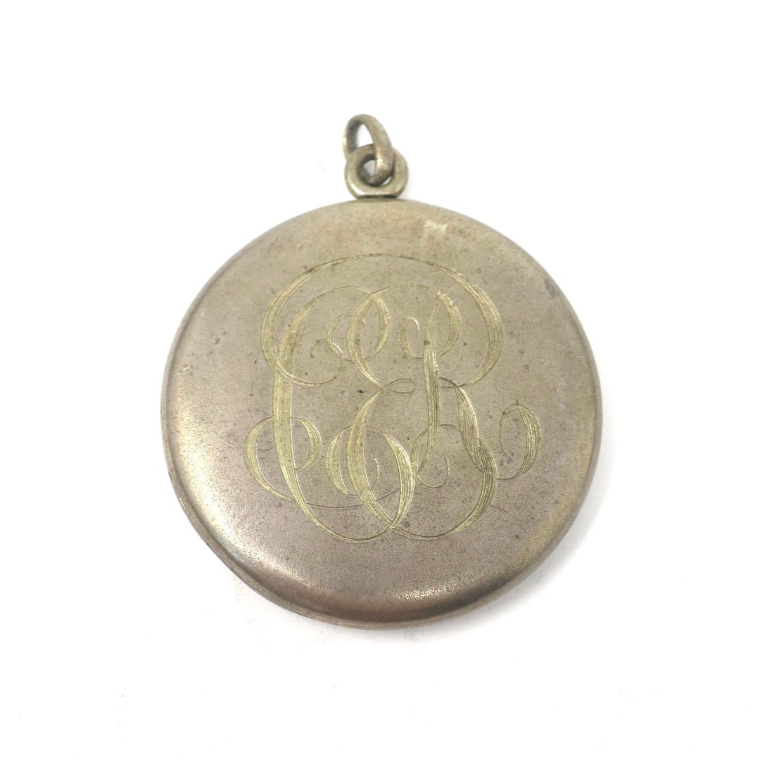 Antique Sterling Silver Engraved CER Monogrammed Round Locket - Etsy