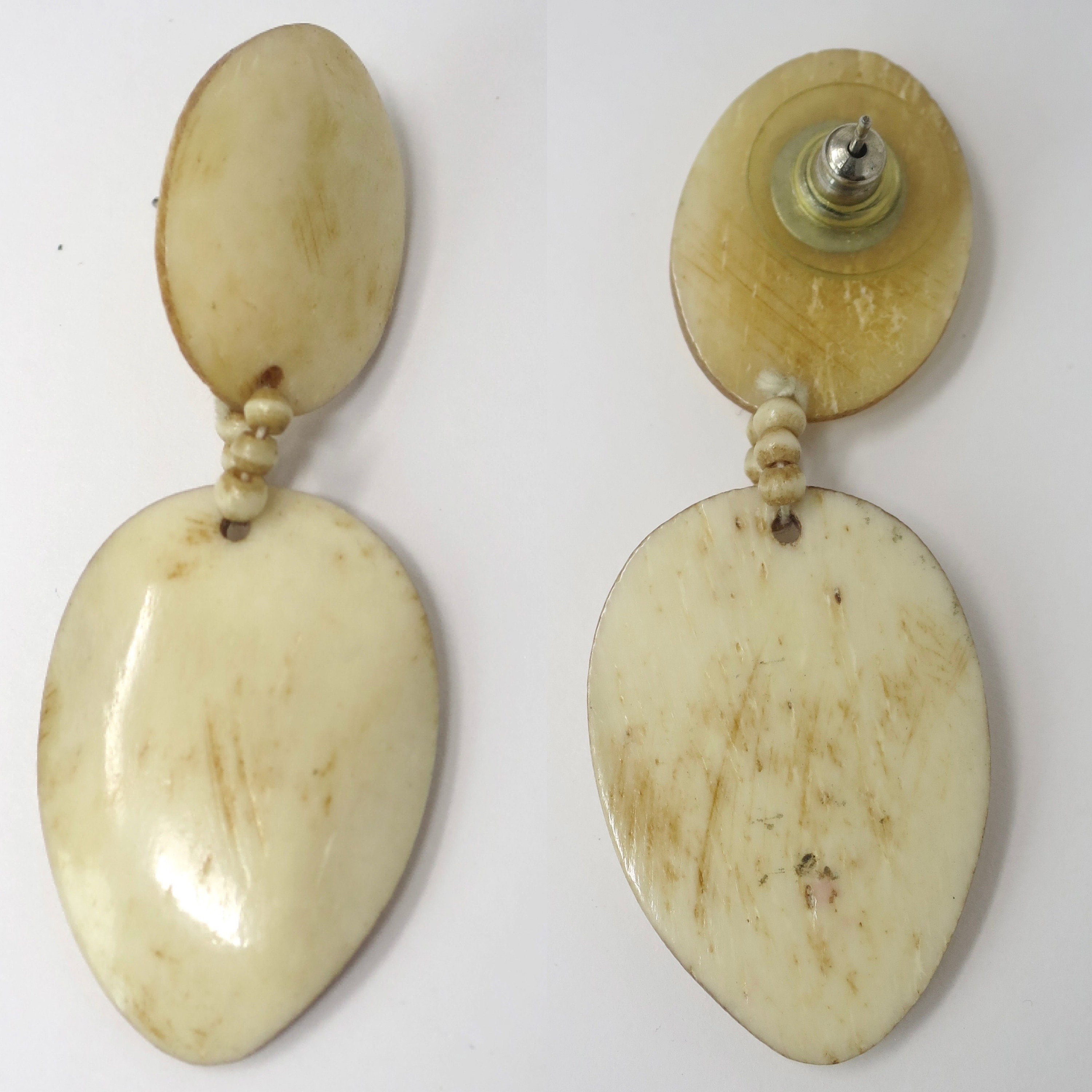 Vintage Carved Natural Animal Bone Jewelry Earring Components - Etsy