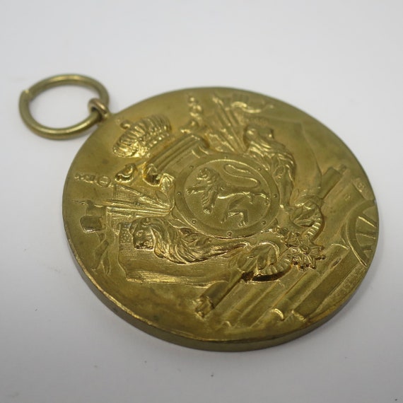 1948 Vintage BRUXELLES Gold Color Metal with Lion - Gem