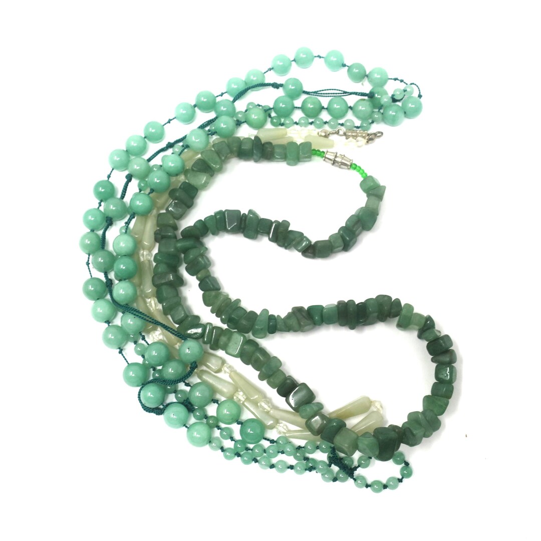 Lot of Vintage Jade & Semi Precious Stones Beads Beaded Necklaces ...