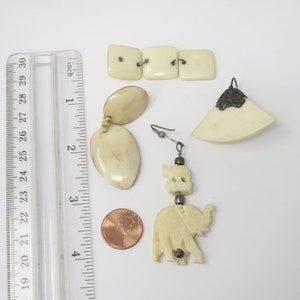 Vintage Carved Natural Animal Bone Jewelry Earring Components, Wear or ...
