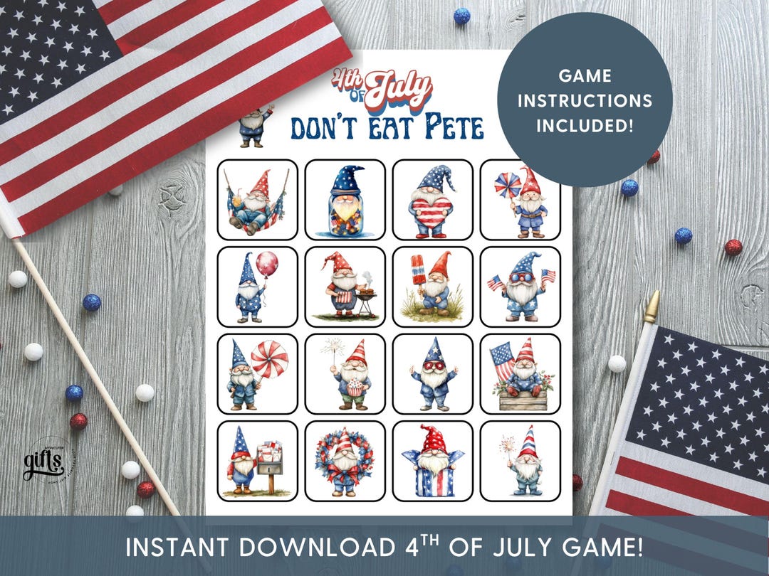 4th of July Printable Game, Don't Eat Pete Exciting Independence Day ...