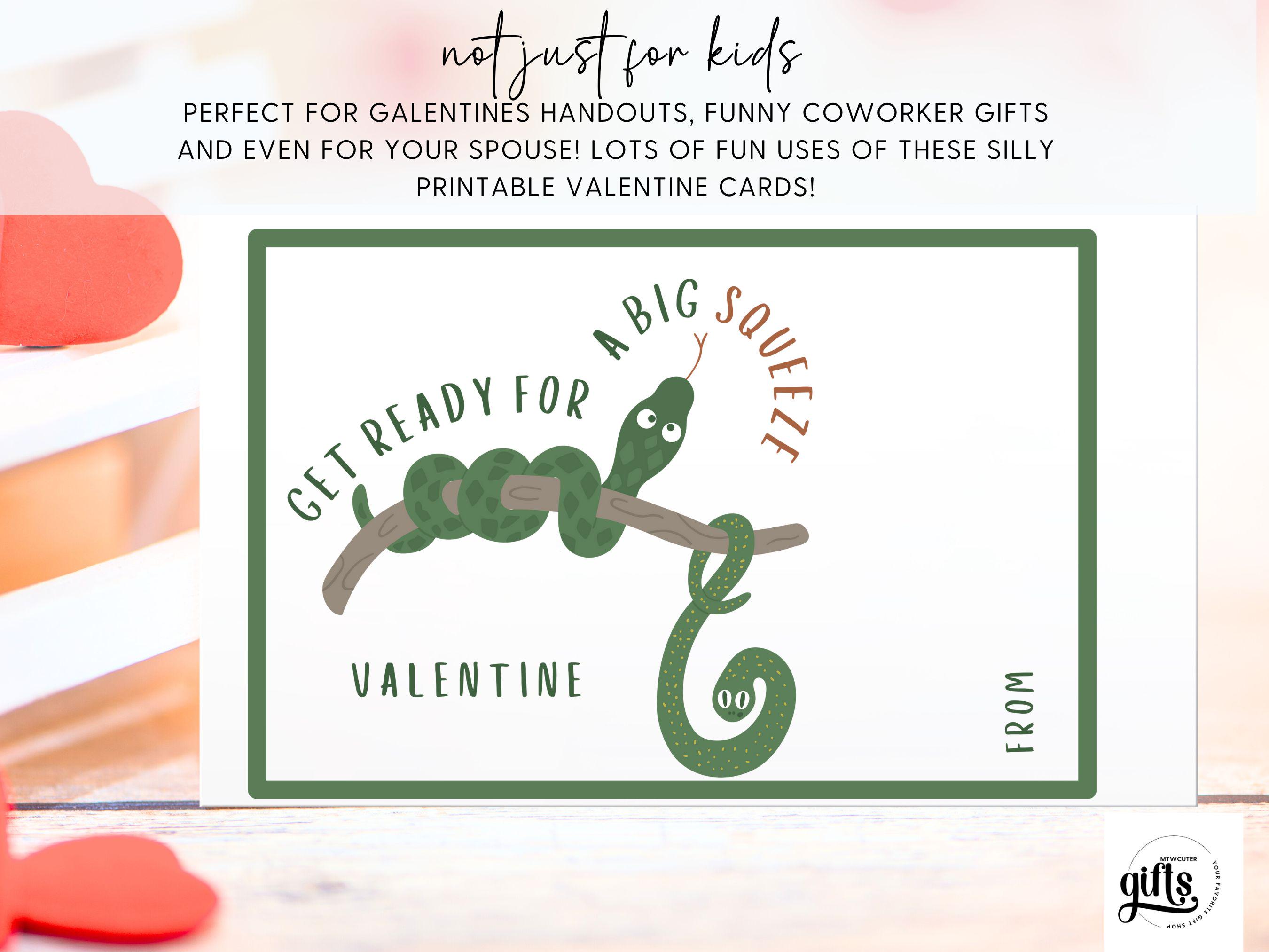 Snake Valentine Cards | Printable Snake Card Boy Valentine | Classroom ...