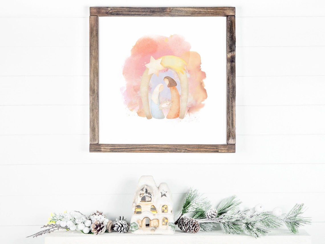 Holy Family Printable Art Nativity Printable Art Christmas Decor ...