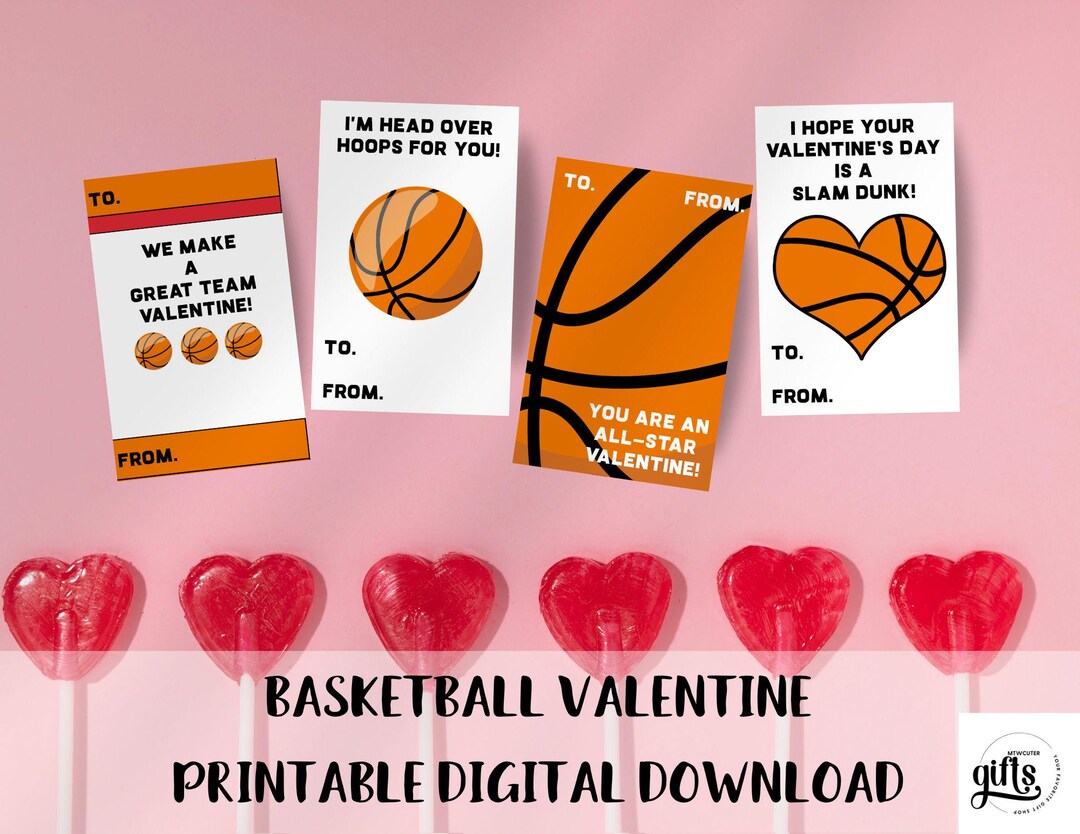 Boys Valentine Cards Basketball Theme Kids Valentine Cards | Basketball ...