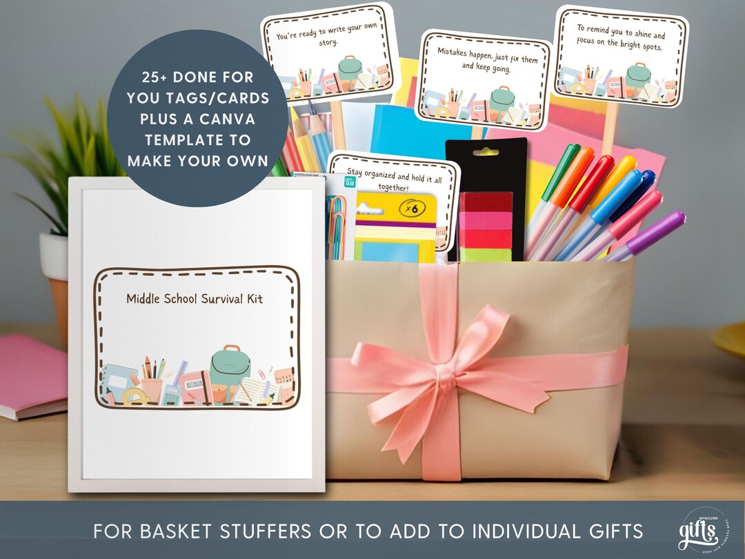 Middle School Survival Kit, Printable Back to School Gift Tags ...