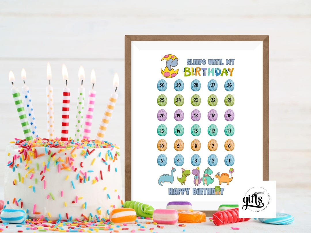 Birthday Countdown Printable Template - Kids Advent Calendar, Dinosaur ...